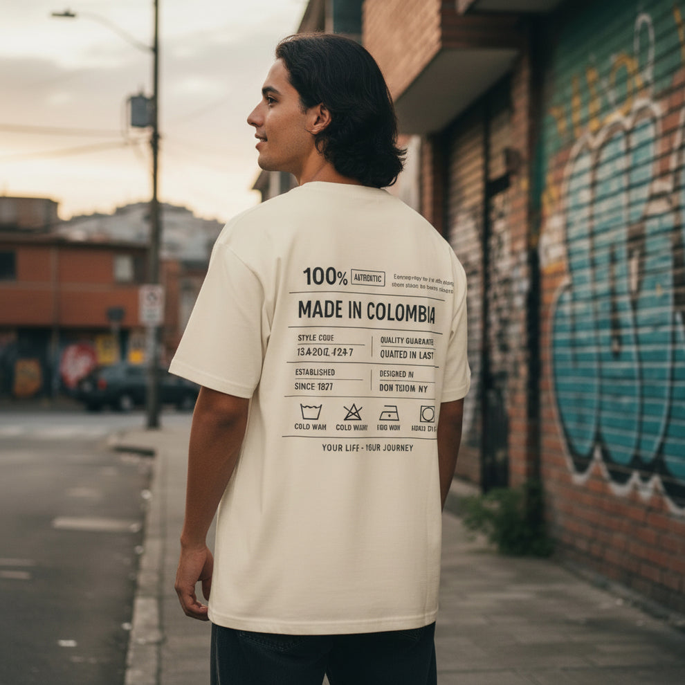 Oversized Streetwear Tee — Minimal Shield Logo Front & Bold Back Label ...